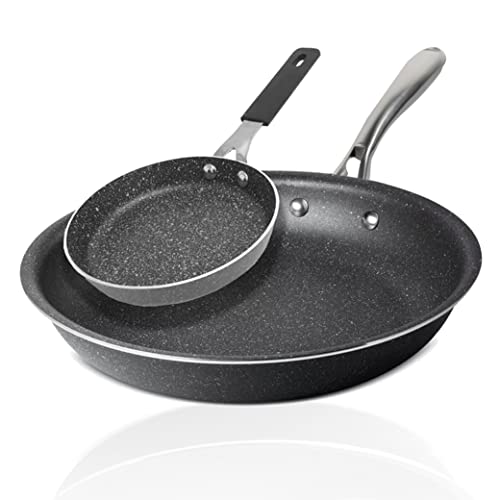 Granitestone Nonstick Frying Pan Set, 9.5 Inch & 5.5 Inch, Aluminum, Diamond Coated, Oven/Dishwasher Safe, Healthy & Non Toxic