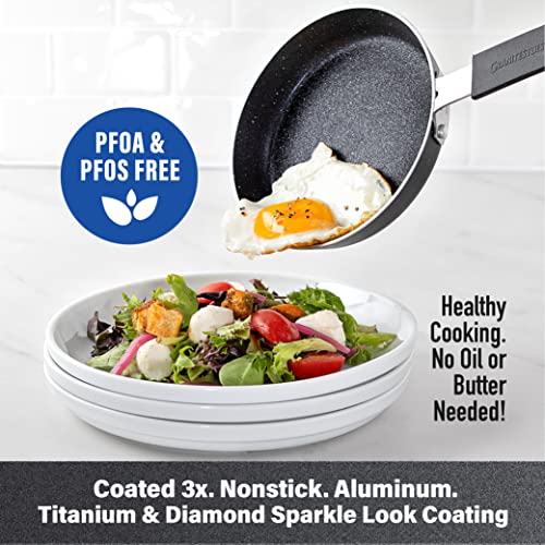 Granitestone Nonstick Frying Pan Set, 9.5 Inch & 5.5 Inch, Aluminum, Diamond Coated, Oven/Dishwasher Safe, Healthy & Non Toxic