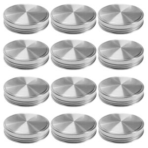 stainless steel mason jar lids, storage caps with silicone seals for regular mouth size jars, polished surface, reusable and leak proof, pack of 12 (12-pack regular mouth stainless steel)