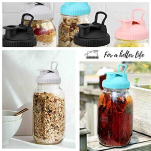 Mason Jar Pour Spout Lid, 8-Pack Regular Mouth Mason Jar Plastic Lids with Leak-proof & Airtight Seal, Easy Pour Spout, and Flip Cap for Drinking, Storing & More (Jars Not Included)