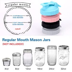 Mason Jar Pour Spout Lid, 8-Pack Regular Mouth Mason Jar Plastic Lids with Leak-proof & Airtight Seal, Easy Pour Spout, and Flip Cap for Drinking, Storing & More (Jars Not Included)