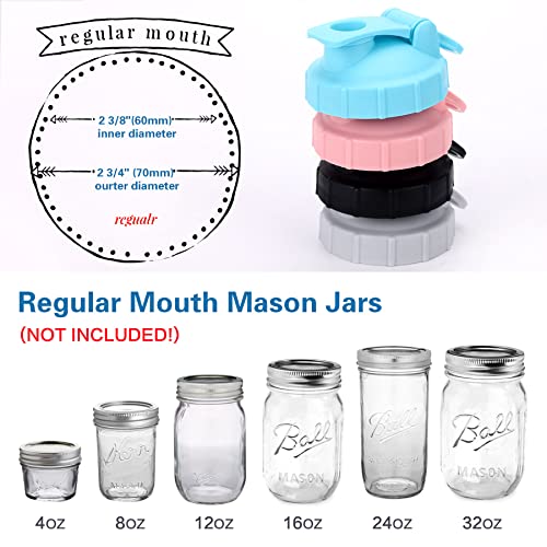 Mason Jar Pour Spout Lid, 8-Pack Regular Mouth Mason Jar Plastic Lids with Leak-proof & Airtight Seal, Easy Pour Spout, and Flip Cap for Drinking, Storing & More (Jars Not Included)