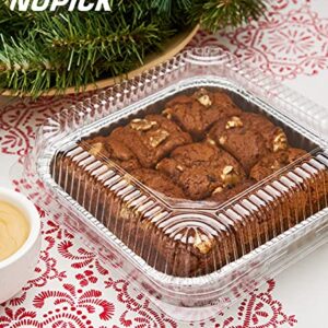 NUPICK 35 Pack 8 inch Square Baking Cake Pans with Plastic Lids and Non-Stick Paper (50 Sheets), Disposable Aluminum Foil Food Containers