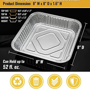 NUPICK 35 Pack 8 inch Square Baking Cake Pans with Plastic Lids and Non-Stick Paper (50 Sheets), Disposable Aluminum Foil Food Containers