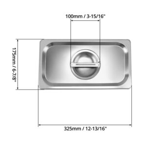 QWORK Solid Pan Lid with Handle, 4 Pack Stainless Steel Steam Table Pan Cover, for 1/3 Size Steam Pans