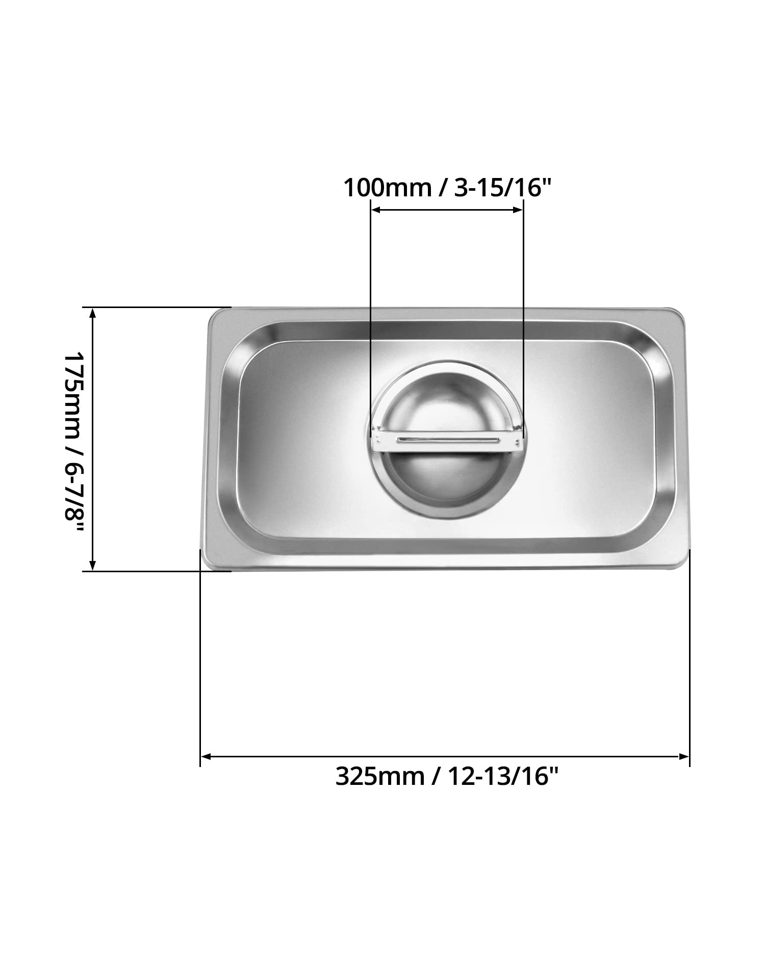 QWORK Solid Pan Lid with Handle, 4 Pack Stainless Steel Steam Table Pan Cover, for 1/3 Size Steam Pans