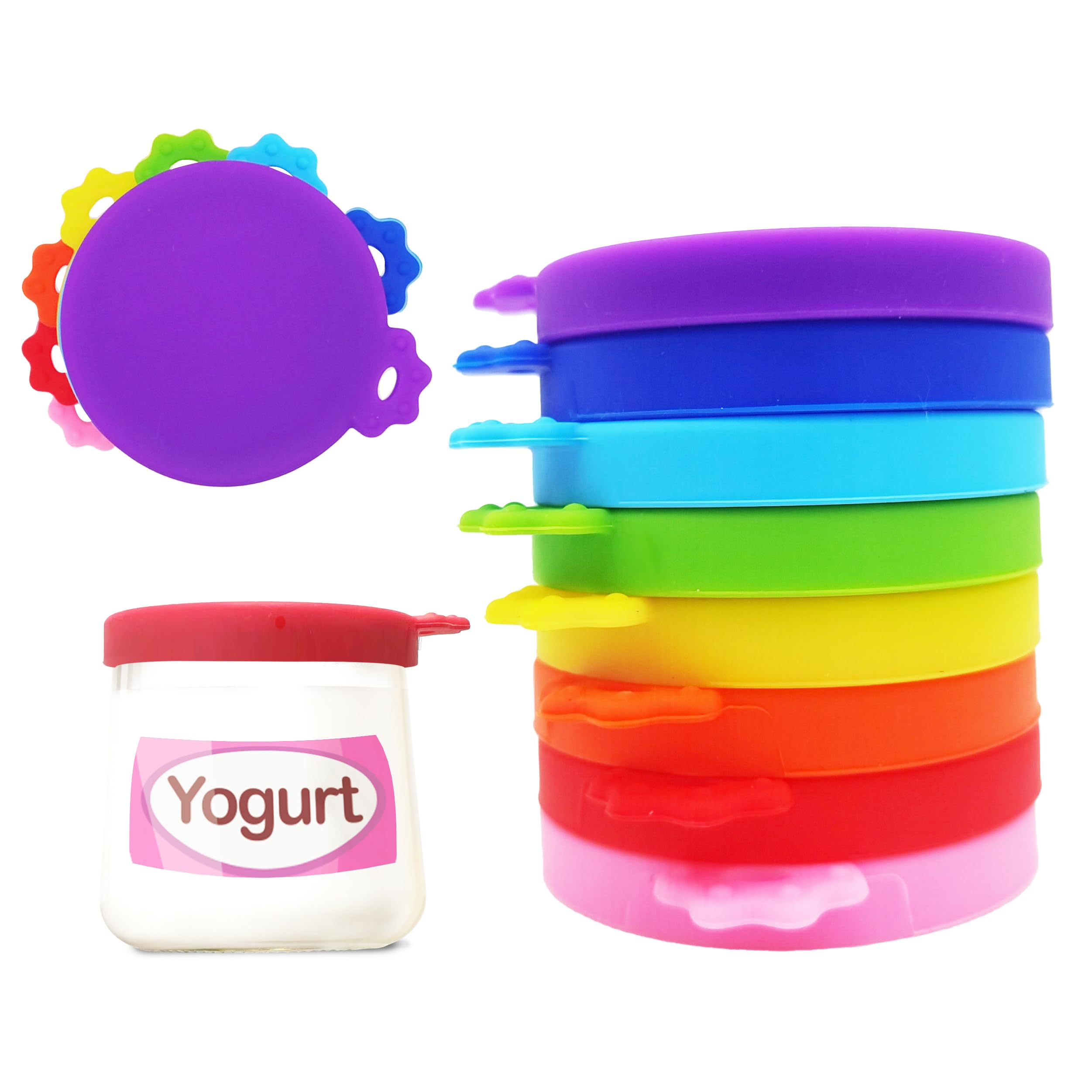 for Oui Yogurt Jar Lids - 8 pack Oui Lids for Yoplait Yogurt Container Reusable Silicone Jar Lids for Oui Yogurt jars in 8 colors