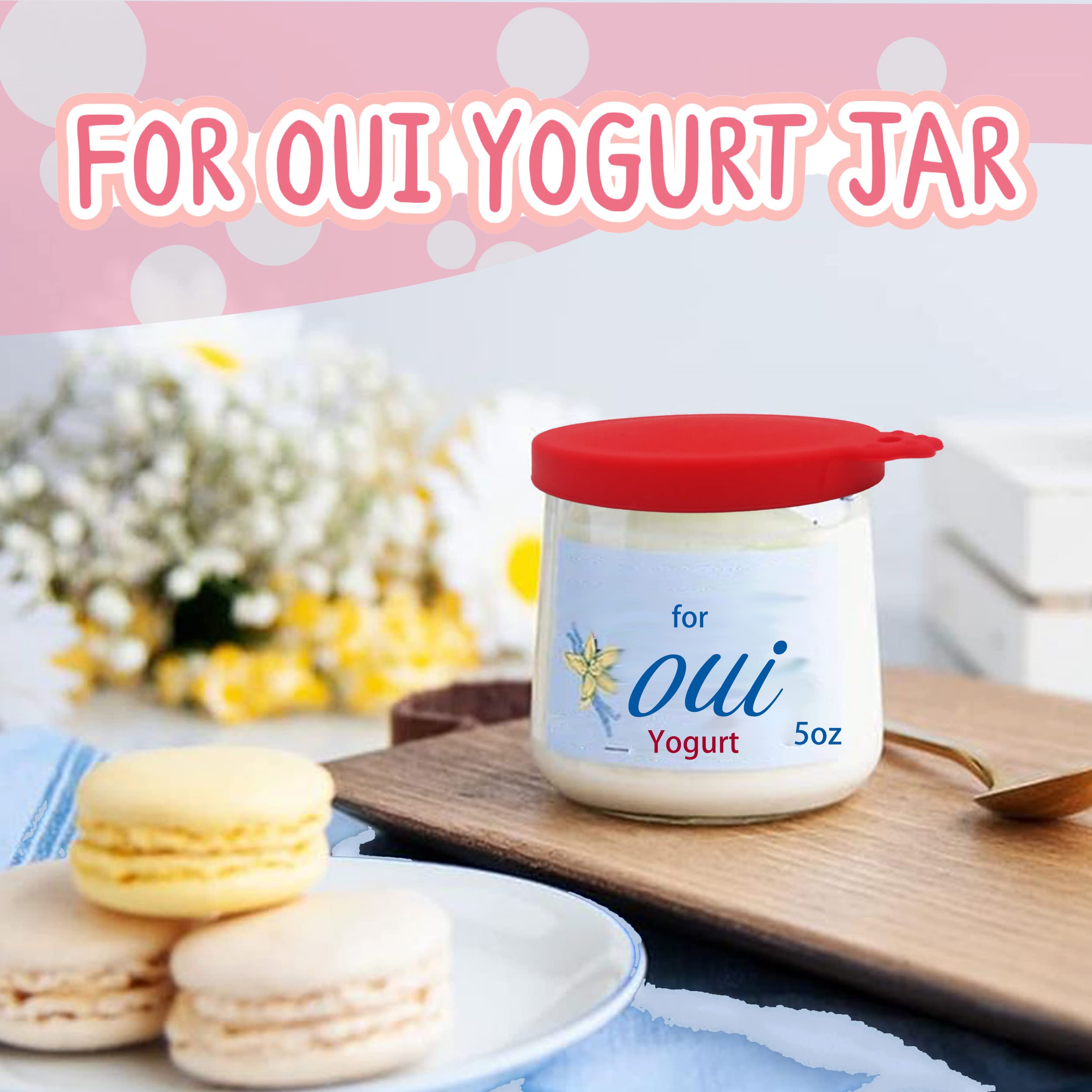 for Oui Yogurt Jar Lids - 8 pack Oui Lids for Yoplait Yogurt Container Reusable Silicone Jar Lids for Oui Yogurt jars in 8 colors