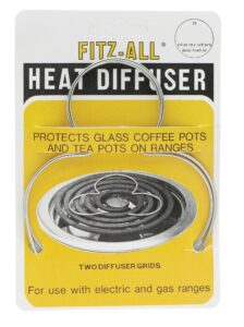 fitz-all heat diffusers for use on ranges to protect glass cookware, card of 2