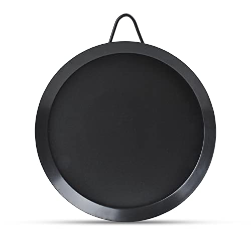 Alpine Cuisine Nonstick Round Comal Griddle 8-Inch - Black Carbon Steel Tortilla Comal with Single Handle - Durable, Heavy Duty Comal for Cooking - Even-Heating