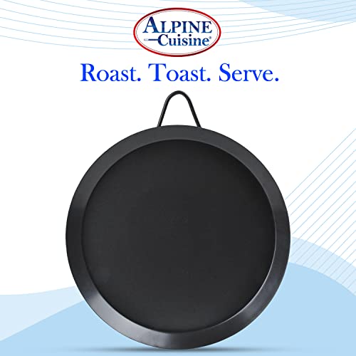 Alpine Cuisine Nonstick Round Comal Griddle 8-Inch - Black Carbon Steel Tortilla Comal with Single Handle - Durable, Heavy Duty Comal for Cooking - Even-Heating