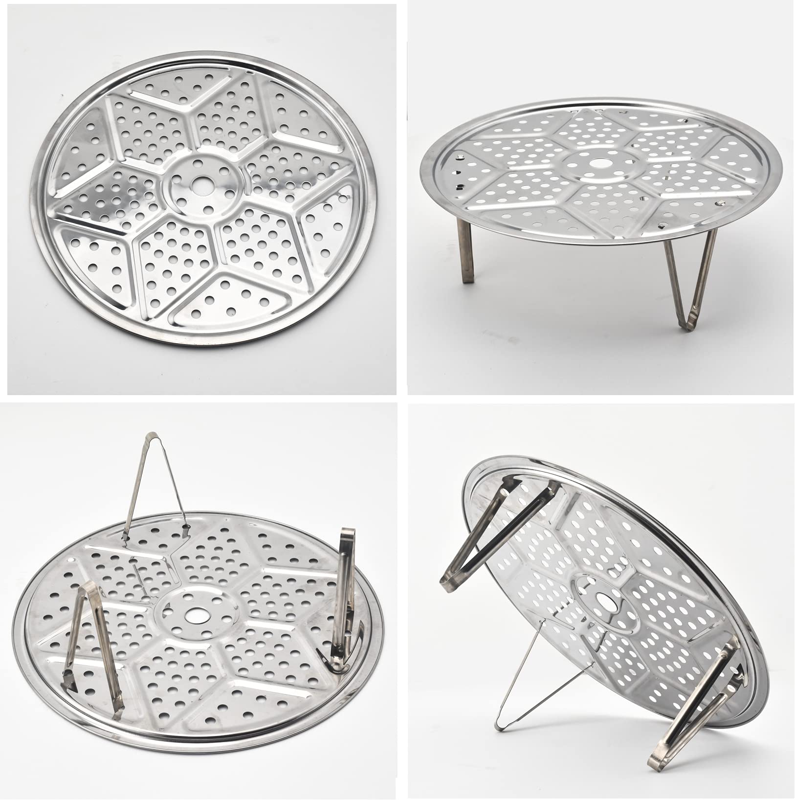 11-Inch Round Stainless Steel Steamer Rack, Pressure Cooker Canner Rack, Insert Stock Pot, Steaming Tray Stand, Cooking Toast Bread Salad, Easy to clean(2 Pack)