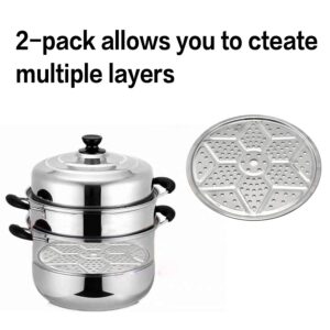 11-Inch Round Stainless Steel Steamer Rack, Pressure Cooker Canner Rack, Insert Stock Pot, Steaming Tray Stand, Cooking Toast Bread Salad, Easy to clean(2 Pack)