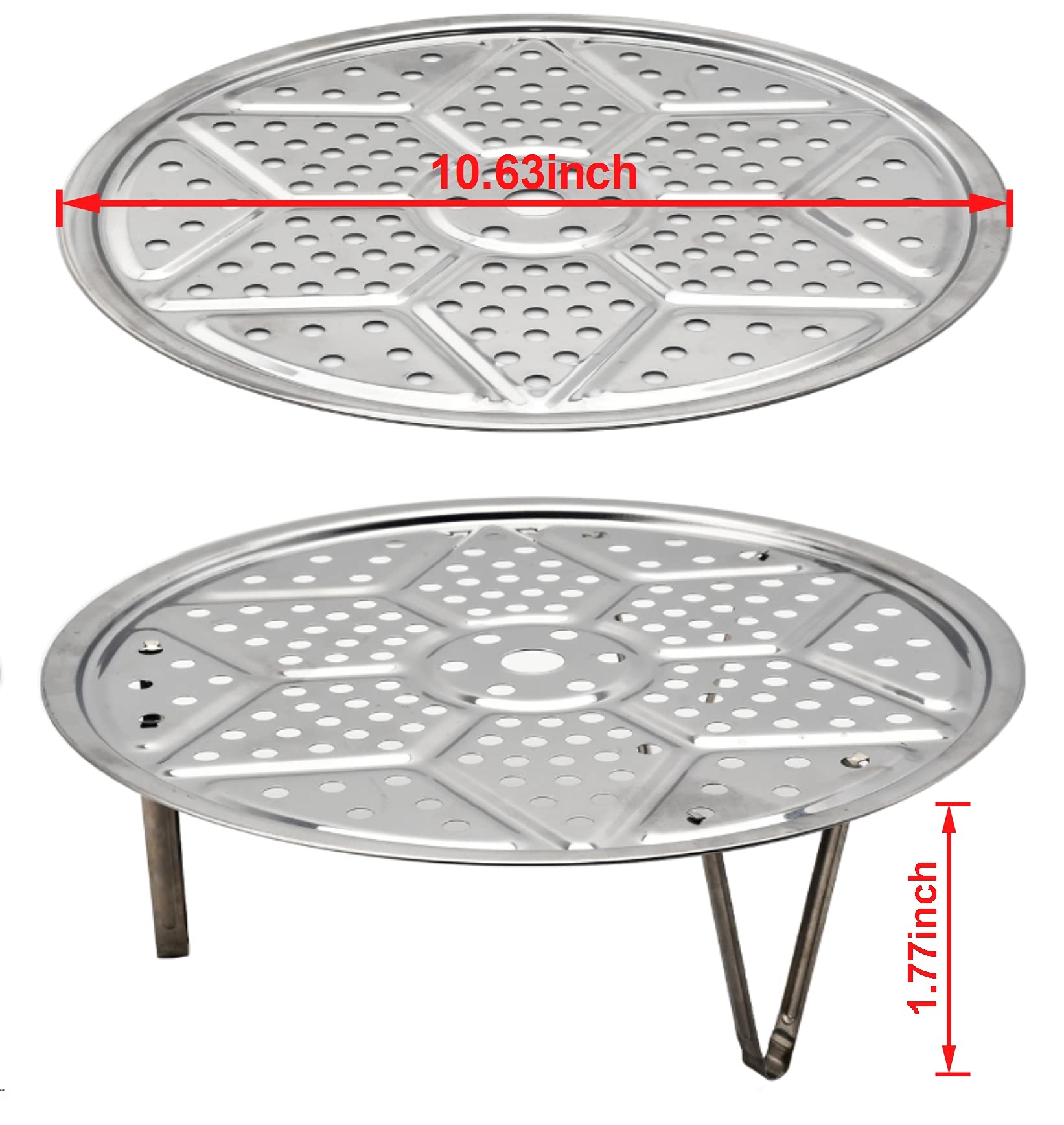 11-Inch Round Stainless Steel Steamer Rack, Pressure Cooker Canner Rack, Insert Stock Pot, Steaming Tray Stand, Cooking Toast Bread Salad, Easy to clean(2 Pack)