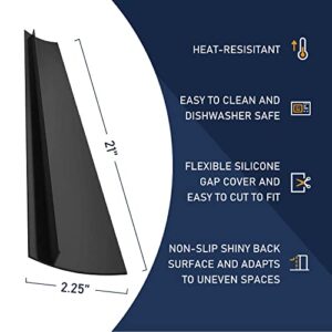 Meegoo Silicone Stove Gap Covers, 2 Pack Heat Resistant Flexible Oven Gap Filler Seals Gaps Between Stovetop and Counter, Prevents Counterspace Mess (21 Inches, Black)