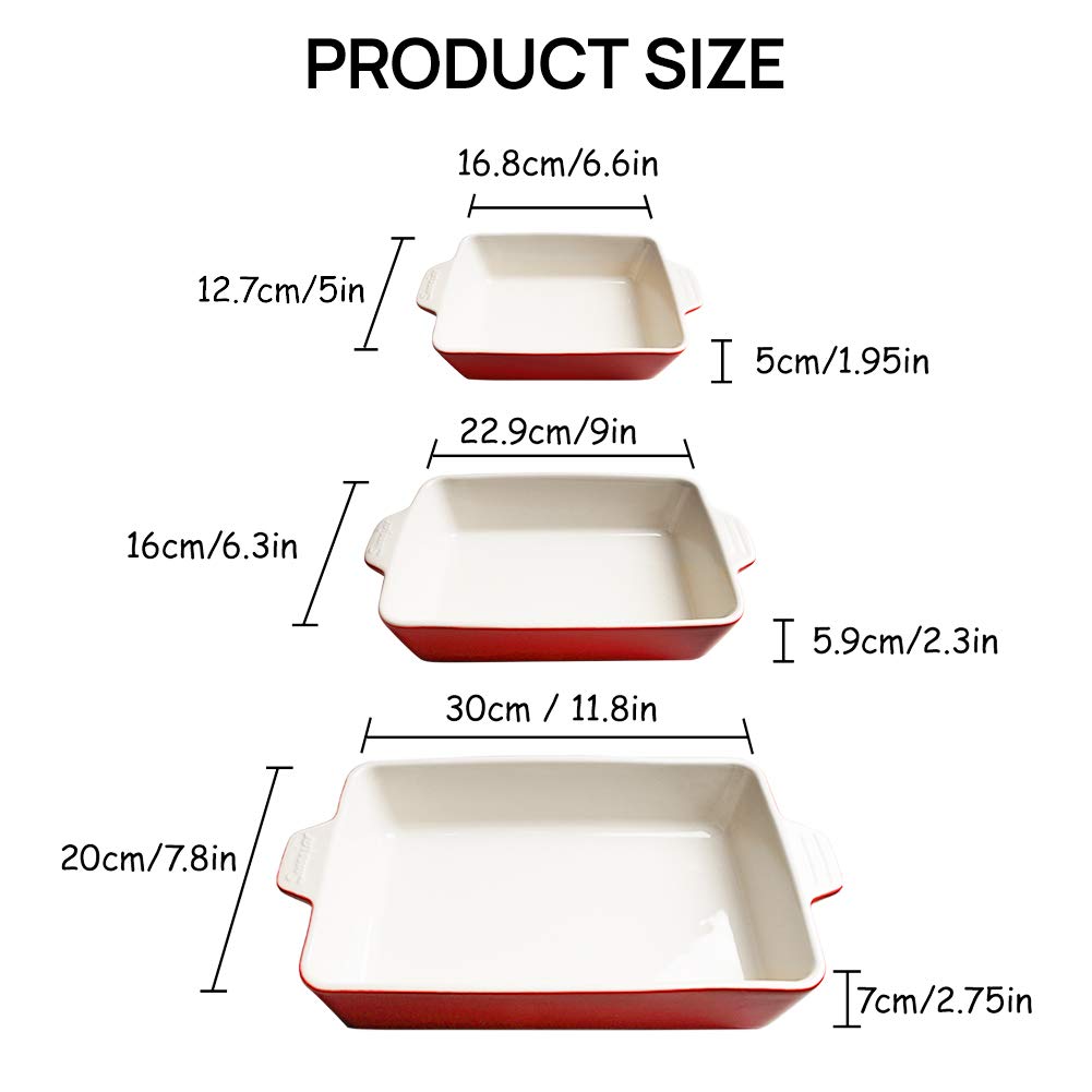 Sweejar Ceramic Bakeware Set, Rectangular Baking Dish Lasagna Pans for Cooking, Kitchen, Cake Dinner, Banquet and Daily Use, 11.8 x 7.8 x 2.76 Inches of Casserole Dishes (Navy)