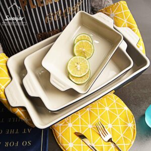 Sweejar Ceramic Bakeware Set, Rectangular Baking Dish Lasagna Pans for Cooking, Kitchen, Cake Dinner, Banquet and Daily Use, 11.8 x 7.8 x 2.76 Inches of Casserole Dishes (Navy)