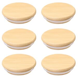 Oui Yogurt Jar Lids - 6 Pack Oui Lids- Natural Bamboo Wood with Silicone Sealing Rings, For 5 Oz Oui Yogurt Jars