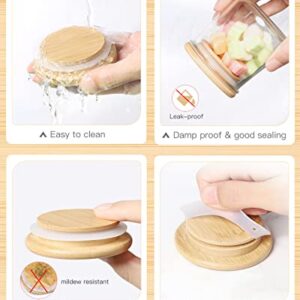 Oui Yogurt Jar Lids - 6 Pack Oui Lids- Natural Bamboo Wood with Silicone Sealing Rings, For 5 Oz Oui Yogurt Jars