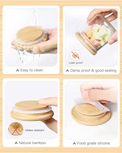 Oui Yogurt Jar Lids - 6 Pack Oui Lids- Natural Bamboo Wood with Silicone Sealing Rings, For 5 Oz Oui Yogurt Jars