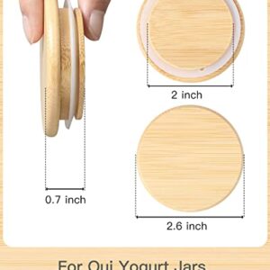 Oui Yogurt Jar Lids - 6 Pack Oui Lids- Natural Bamboo Wood with Silicone Sealing Rings, For 5 Oz Oui Yogurt Jars