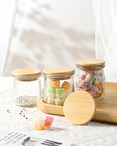 Oui Yogurt Jar Lids - 6 Pack Oui Lids- Natural Bamboo Wood with Silicone Sealing Rings, For 5 Oz Oui Yogurt Jars