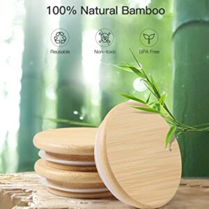 Oui Yogurt Jar Lids - 6 Pack Oui Lids- Natural Bamboo Wood with Silicone Sealing Rings, For 5 Oz Oui Yogurt Jars