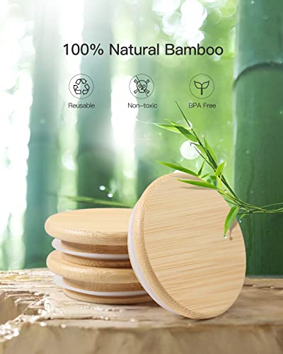 Oui Yogurt Jar Lids - 6 Pack Oui Lids- Natural Bamboo Wood with Silicone Sealing Rings, For 5 Oz Oui Yogurt Jars