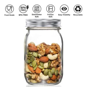 ANEWSIR Mason Jars Variety Pack (Set of 14), Regular Mouth Canning Jars with Lids and Bands, Spilte-Type, 32oz 2 Pack, 16oz 6 pack and 8oz 6 pack