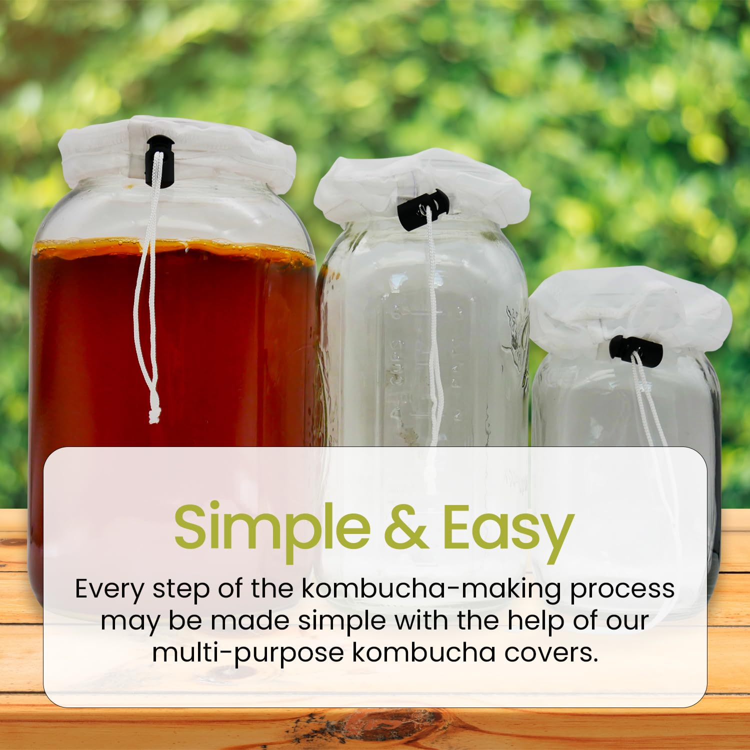 Grow Your Pantry Kombucha Jar Covers | 3-Pack Premium Quality Fermentation Lid Bowl Covers for Brewing Kombucha | Can Fit on Jar Mouths Up to 120mm Wide (Kombucha Jars Not Included)