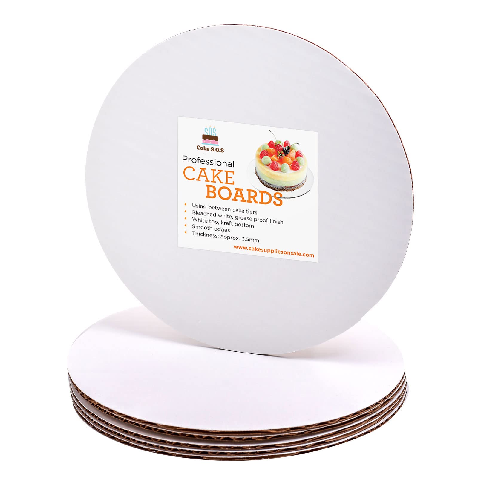 7" Round Coated Cakeboard, 6 ct.