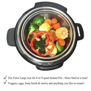 Stainless Steel Steamer Basket with handle for Instant Pot Accessories 6qt 8qt Pressure Cooker, Made by Kaviatek