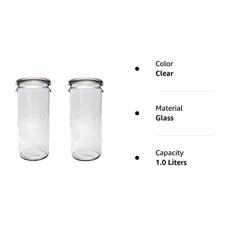 Weck Jars 908 1 Liter - Pack of 2 Glass Jars