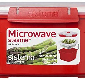 Sistema Microwave Collection Steamer, Medium, 83.5 oz./2.4 L, Red