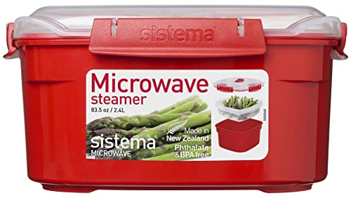 Sistema Microwave Collection Steamer, Medium, 83.5 oz./2.4 L, Red