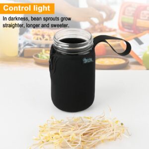 Beautyflier Mason Jars 32oz Wide Mouth Sleeve Regular Mouth Mason Jars Insulators Drinking Glass Coolers Sprouting Jars Blackout Sleeve (Black)