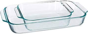 Pyrex Basics Clear Glass Baking Dishes - 2 Piece Value-Plus Pack - 1 Each: 3 Quart Oblong, 2 Quart Square