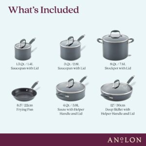 Anolon Advanced Home Hard Anodized Nonstick Pots and Pans/Cookware Set, 11 Piece - Moonstone