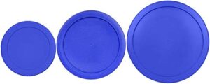 klare ware 2, 4 & 7 cup replacement lids/covers for pyrex, anchor hocking & klare ware storage bowls (glass container not included) microwave, freezer & top rack dishwasher safe (3 pack, turquoise)