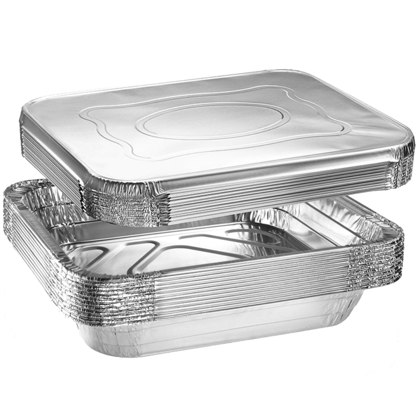 Green Direct Disposable Aluminum Foil Baking Pans with Lids - Half Size (9 x 13 inch) Roasting pan with covers for all kitchen & cooking needs, Pack of 10 pans and 10 lids