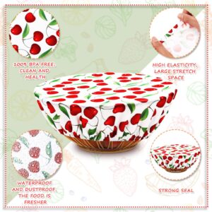 Chengu 12 Pcs Reusable Bowl Covers Bulk Elastic Cloth Fabric Bowl Cover for Bread Proof Rising Sourdough 5 Size Dish Food Stretchy Storage Cover for Leftovers Kitchen Container