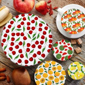 Chengu 12 Pcs Reusable Bowl Covers Bulk Elastic Cloth Fabric Bowl Cover for Bread Proof Rising Sourdough 5 Size Dish Food Stretchy Storage Cover for Leftovers Kitchen Container