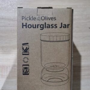 WhiteRhino Glass Pickle Jar,34oz Olive Hourglass Jar with Strainer,Airtight Glass Jar Pickle Juice Separator Jar Pickle Flip Jar for Gherkin Jalapeno