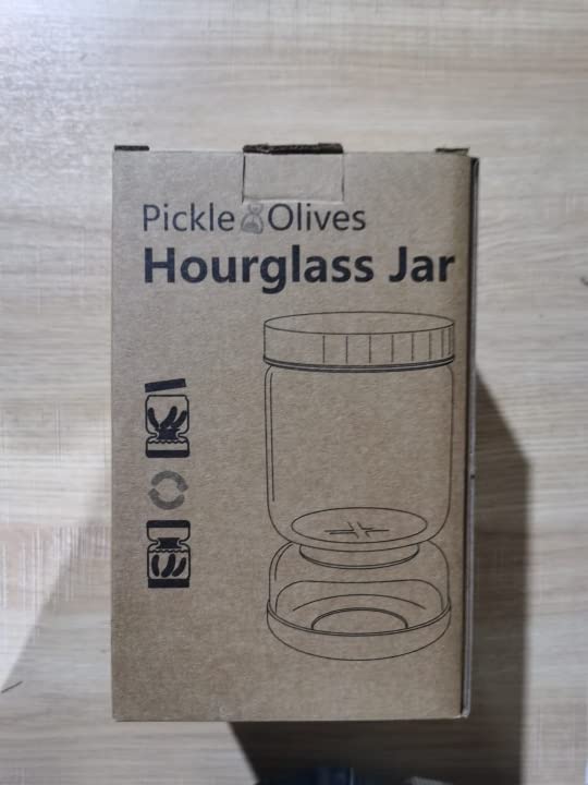 WhiteRhino Glass Pickle Jar,34oz Olive Hourglass Jar with Strainer,Airtight Glass Jar Pickle Juice Separator Jar Pickle Flip Jar for Gherkin Jalapeno