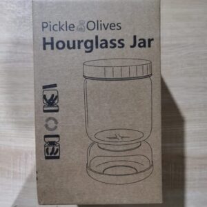 WhiteRhino Glass Pickle Jar,34oz Olive Hourglass Jar with Strainer,Airtight Glass Jar Pickle Juice Separator Jar Pickle Flip Jar for Gherkin Jalapeno