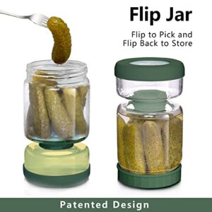 WhiteRhino Glass Pickle Jar,34oz Olive Hourglass Jar with Strainer,Airtight Glass Jar Pickle Juice Separator Jar Pickle Flip Jar for Gherkin Jalapeno