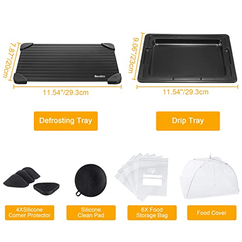 GEMITTO Defrosting Tray for Frozen Meat, Rapid Thawing Plate for Fast Defrosting Frozen Food, Quick Safe Food Defroster Thawing Board for Meat Pork Beef Fish