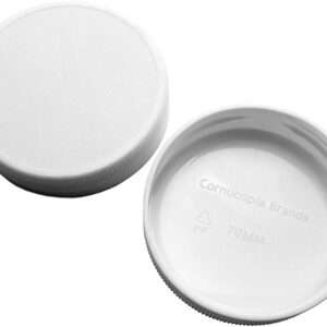 Regular Mouth Plastic Mason Jar Lids, Unlined (24-Pack); Standard Size 70-450 White Plastic Caps for Mason Jars