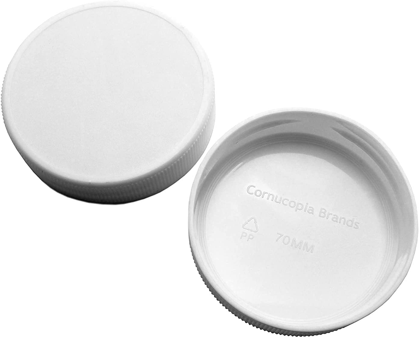 Regular Mouth Plastic Mason Jar Lids, Unlined (24-Pack); Standard Size 70-450 White Plastic Caps for Mason Jars