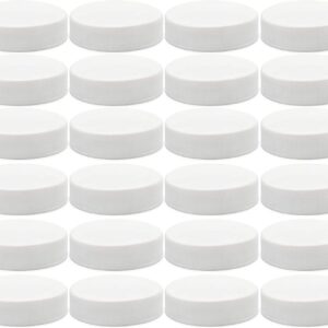 Regular Mouth Plastic Mason Jar Lids, Unlined (24-Pack); Standard Size 70-450 White Plastic Caps for Mason Jars